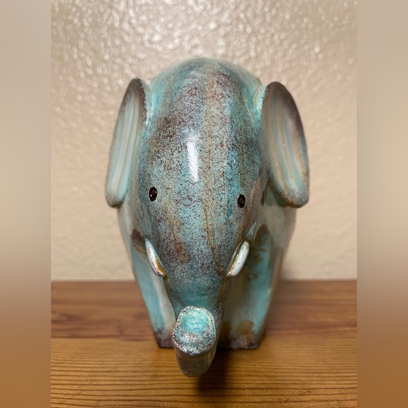 Art | Painted Wooden Unique Rare Find Elephant Figurine Glazed With ...